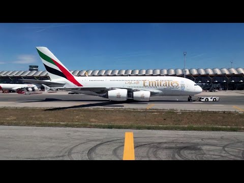 Emirates Ek 141 landing at Madrid barajas Airport - YouTube