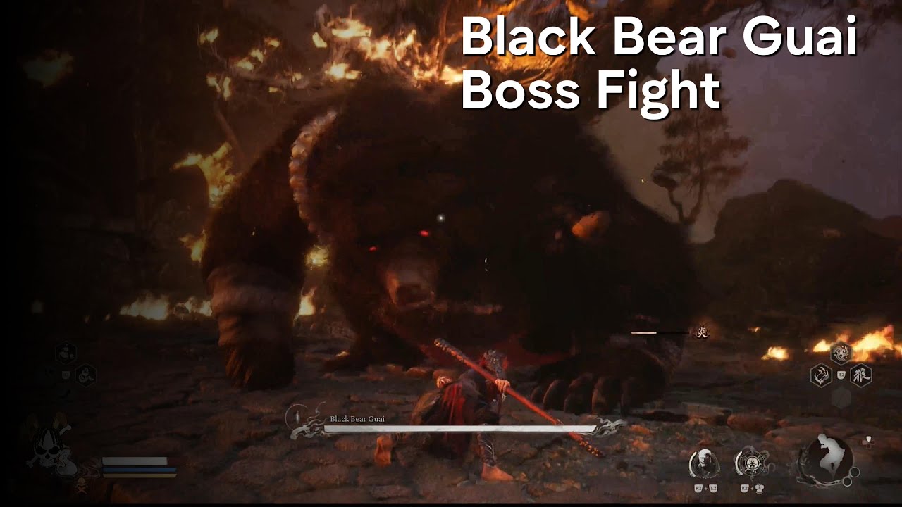 Black Myth Wukong Black Bear Guai Boss Fight - YouTube