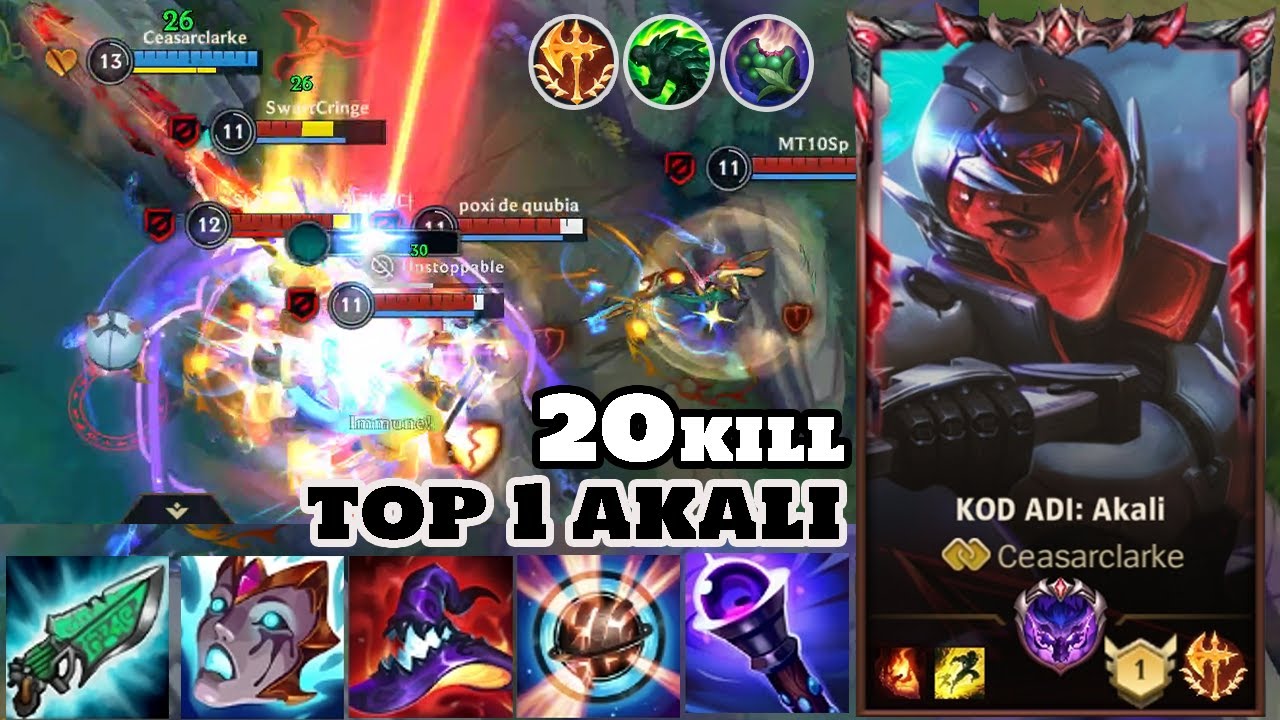 Wild Rift Akali - Top 1 Gameplay "Akali Main" Best Build | Rank ...