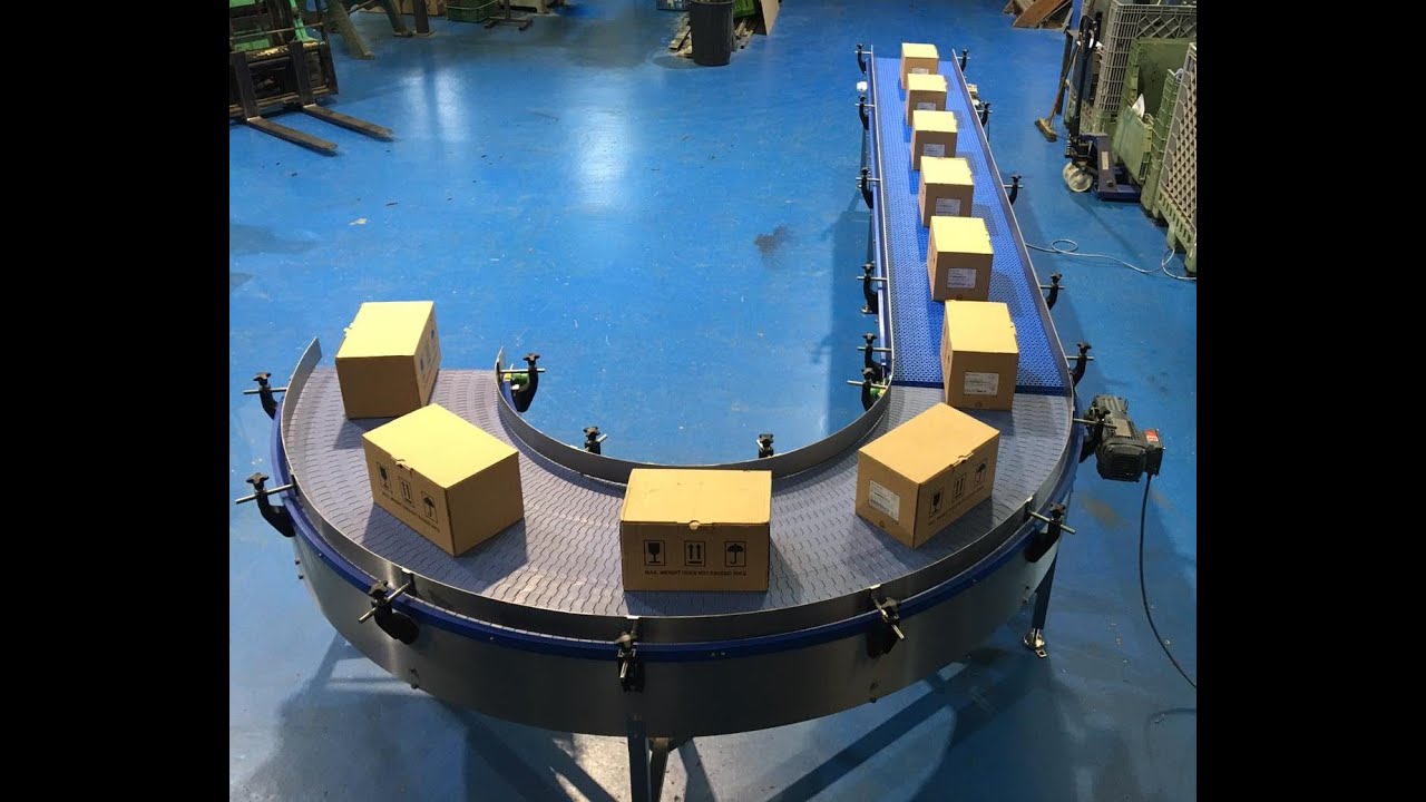 Conveyor Straight into a Bend with Modular Plastic Belting UK C-Trak ...