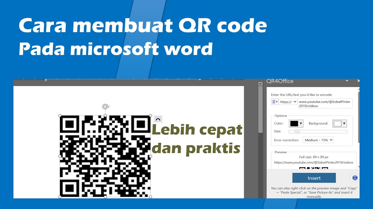 Tutorial ms word | Membuat QR code Pada microsoft Word - YouTube