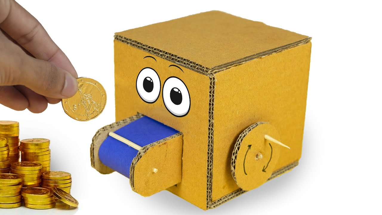 How To Make Coin Bank From Cardboard Amazing Cardboard Project DIY how-to-make-coin-bank-from-cardboard-amazing-cardboard-project-diy