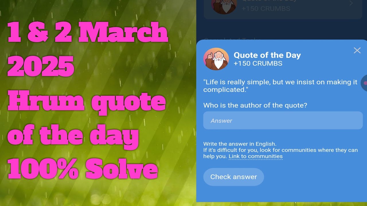 Hrum Quote Of the day Answer 1 March l Quote of the day Hrum | Hrum ...