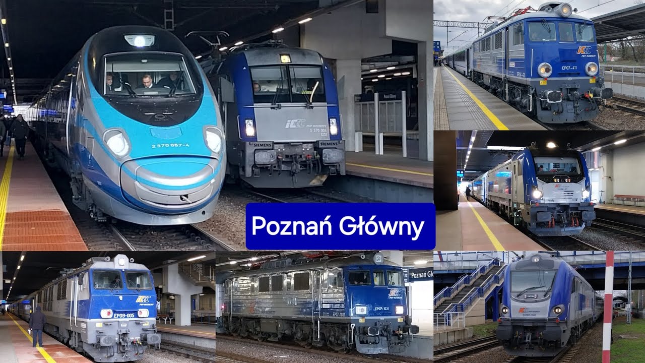 pociągi na stacji Poznań Główny TLK, IC, EIC, EIP, Regio - YouTube