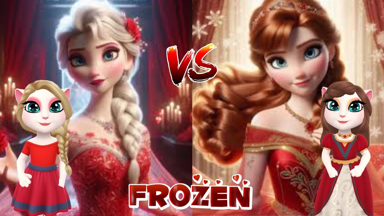 My Talking Angela 2😻 || Frozen ️ Of Elsa Red♥️ vs Anna ️ || Angela 2 ...