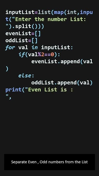 Separate Even , Odd numbers from the List in Python - YouTube