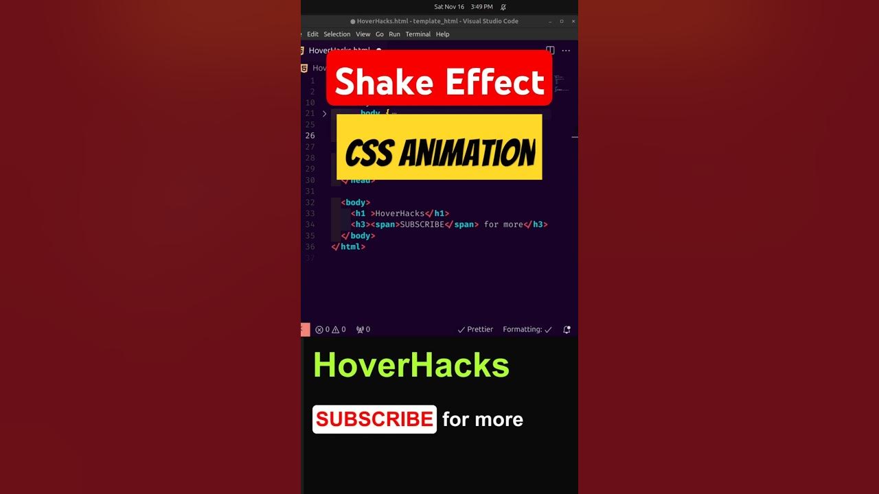 Shake Effect Css Animation Coding Htmlcss Learnhtml5andcss3
