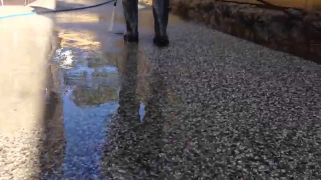 How to wash exposed aggregate concrete - YouTube