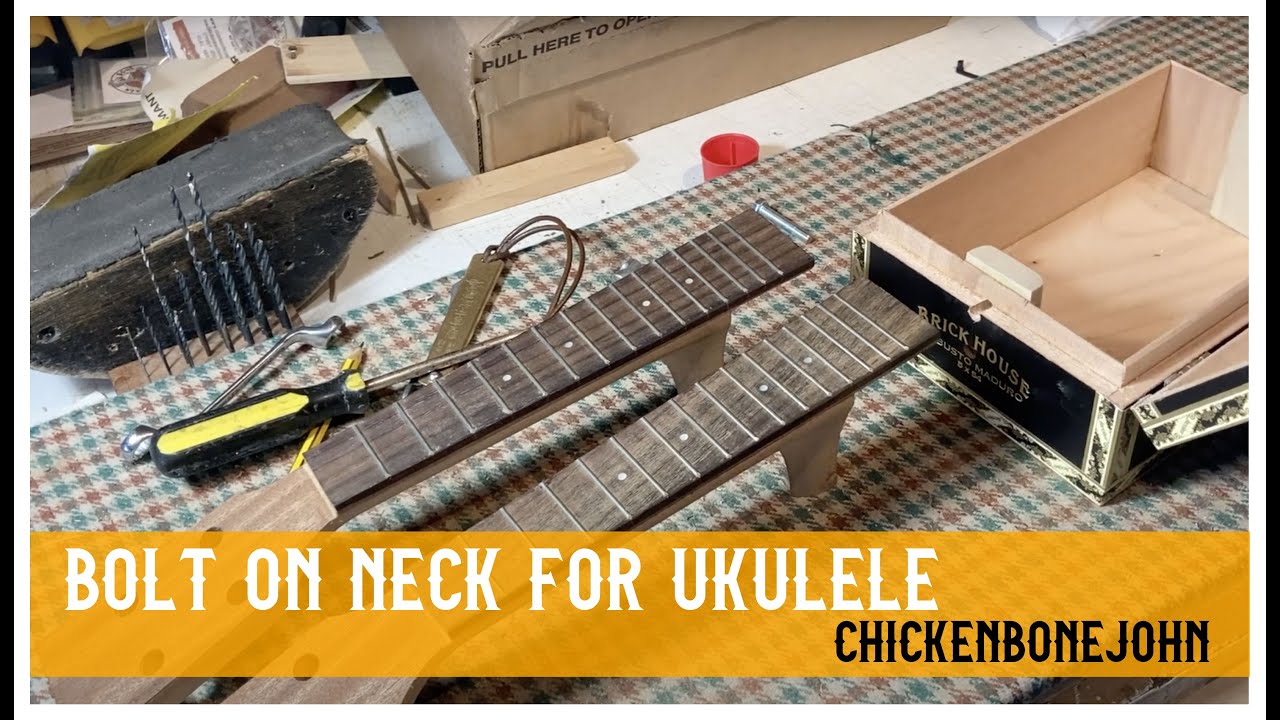 Simple bolt on neck for cigar box ukulele - YouTube