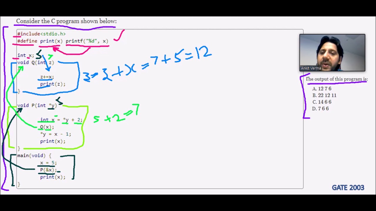 Output Of This Program C C Programming Gate 2003 Youtube