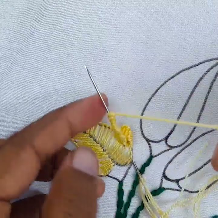 Pretty leaf hand embroidery design | leaf hand embroidery flower tutorial - YouTube