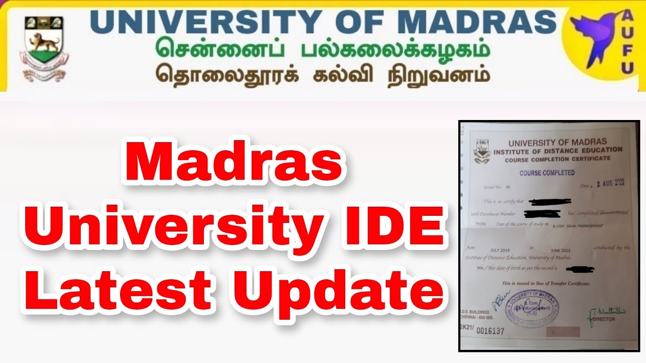 Madras University IDE Latest Updates-IDE Certificate Update 👍 - YouTube