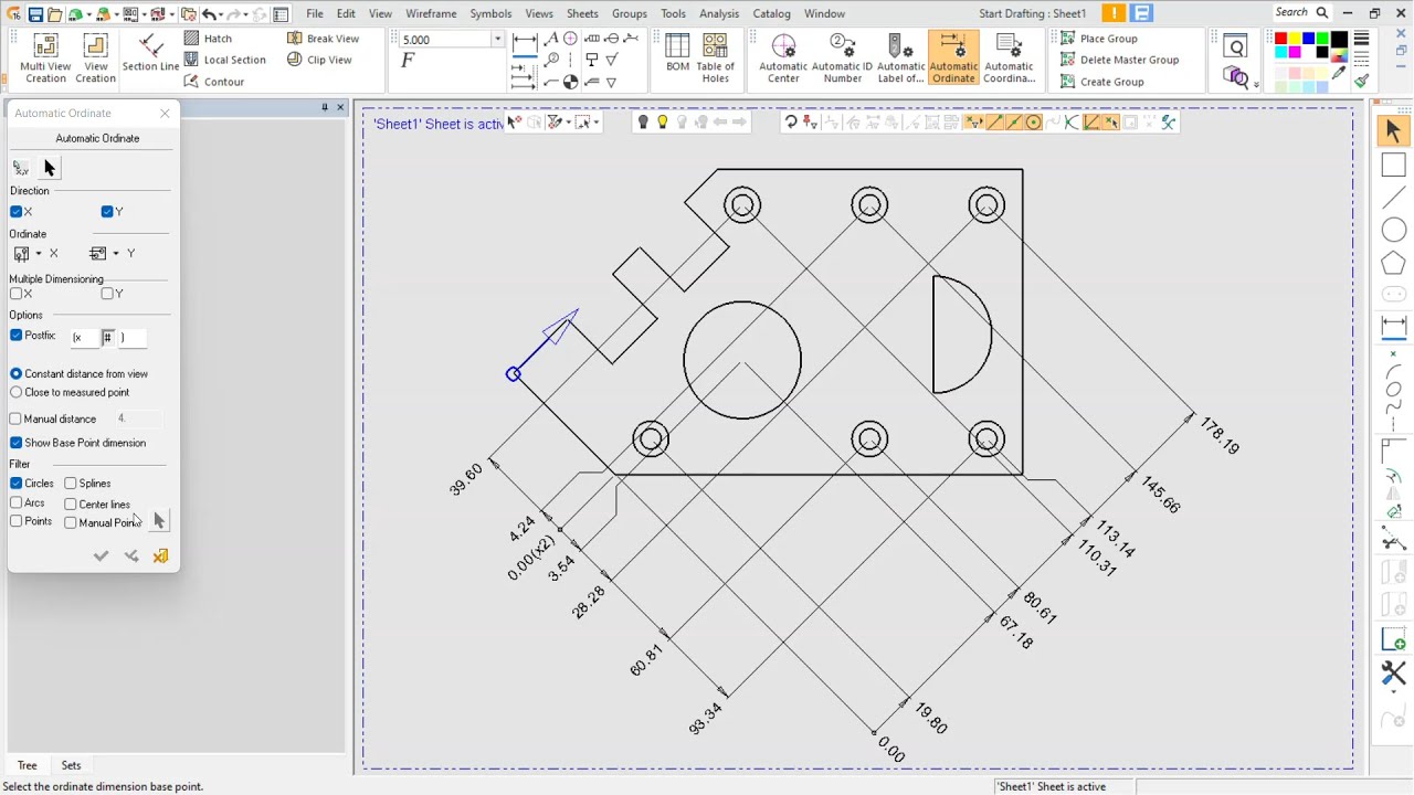 Cimatron 16 - Automatic Coordinate Dimension - YouTube