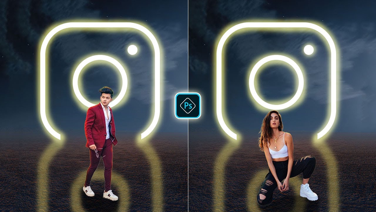 Instagram Glowing Logo Photo Editing In Photoshop | Glowing Instagram ...