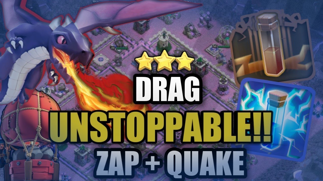 TH11 ZAP+QUAKE DRAGON ATTACK | WAR ATTACK | EASY STRATEGY | CLASH OF ...