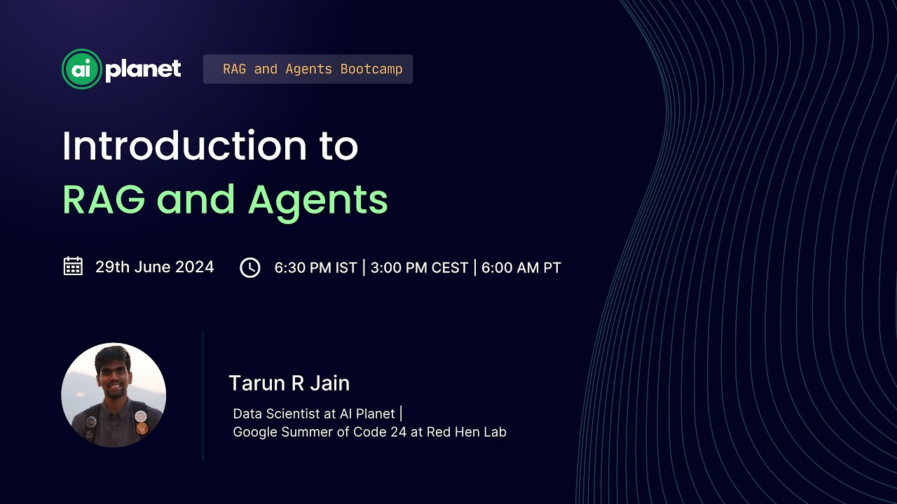 Introduction to RAG and Agents | RAG and Agents Bootcamp - YouTube