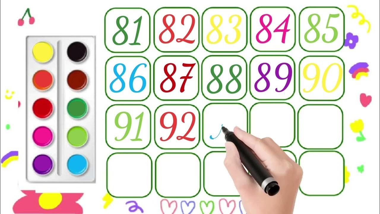 Learn Numbers 81 to 100| Counting Numbers 81 to 100| Numbers 81 to 100 ...