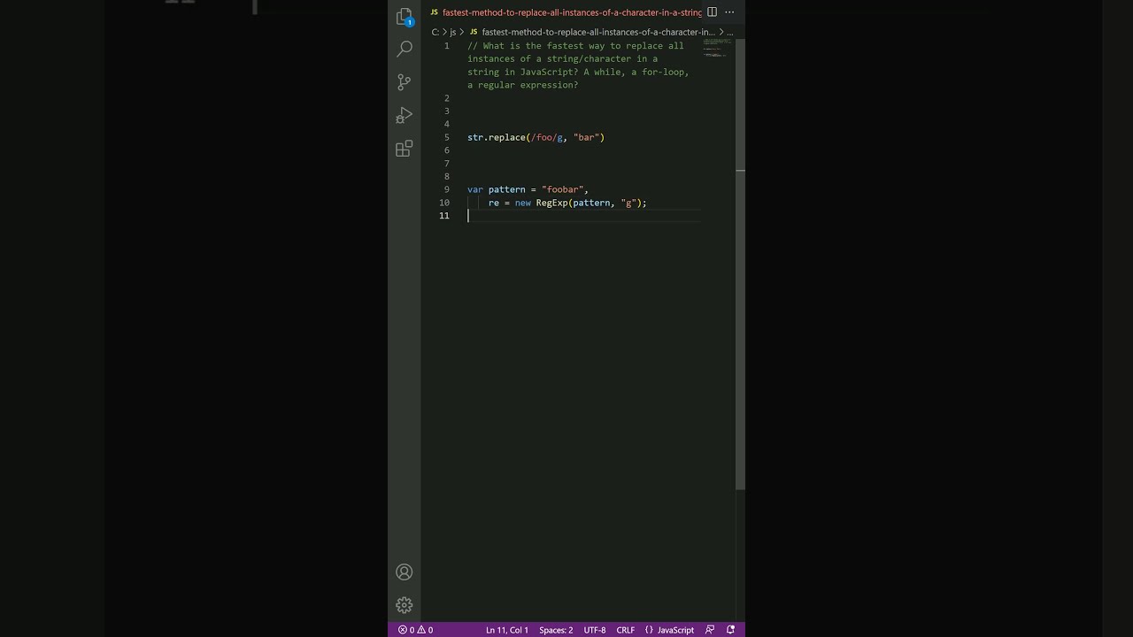 Javascript Fastest Method To Replace All Instances Of A Character In Javascript Fastest Method To Replace All Instances Of A Character In