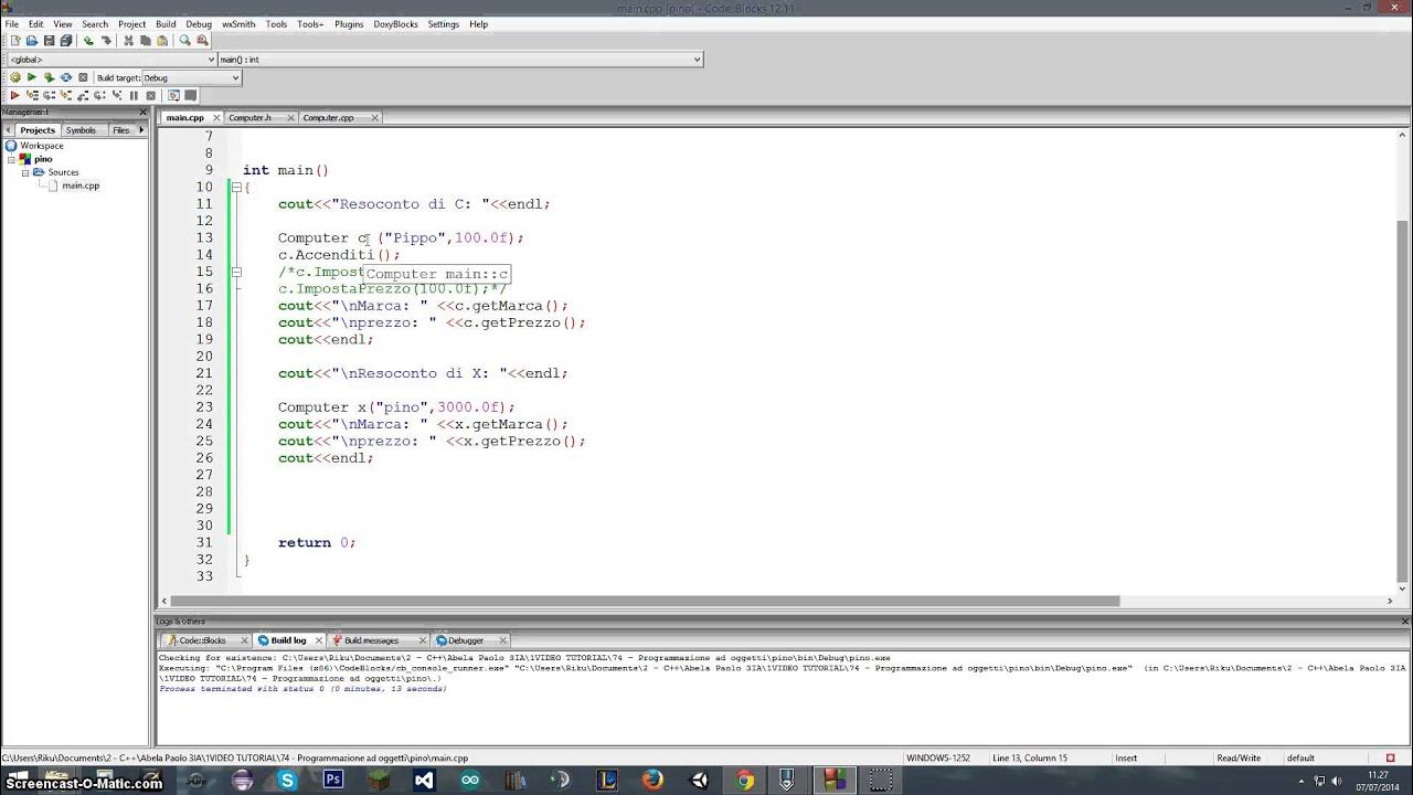 Tutorial 76 - programmazione ad Oggetti (3 di 3) (C++) - YouTube