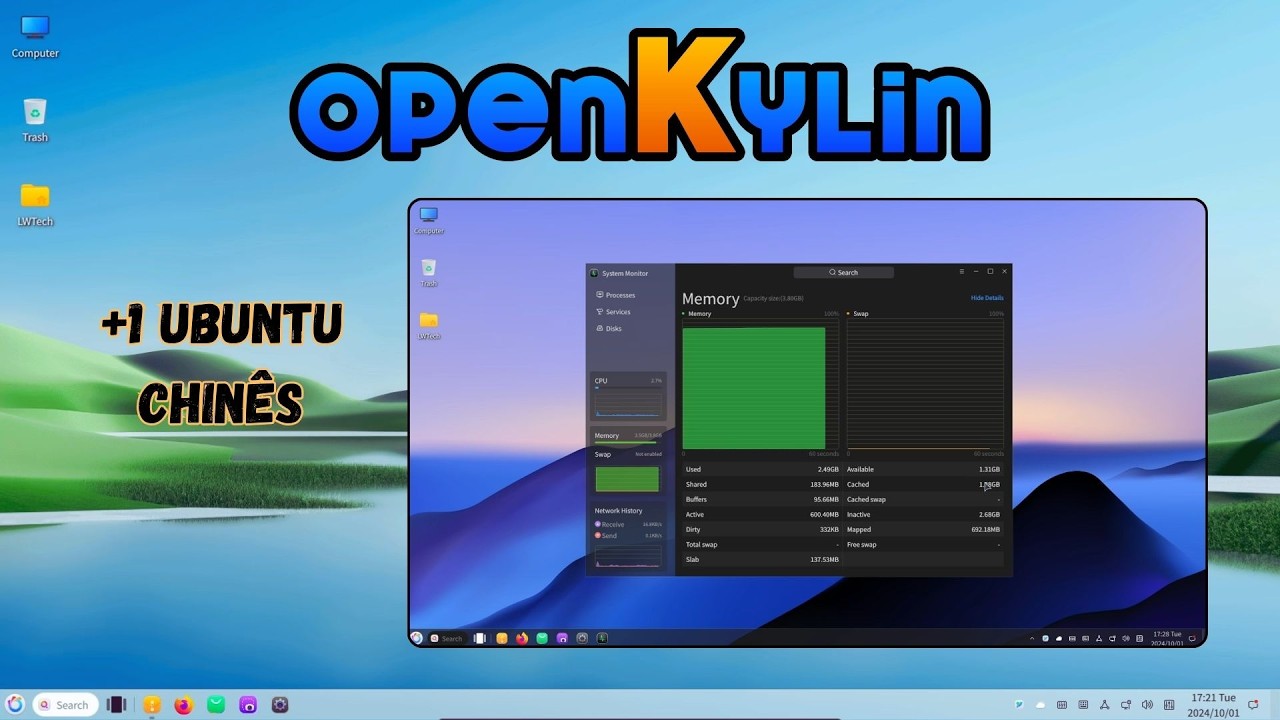 WINDOWS 11 CHINÊS COM MUITO BLUR E ESTILO!!! OPENKYLIN LINUX. - YouTube