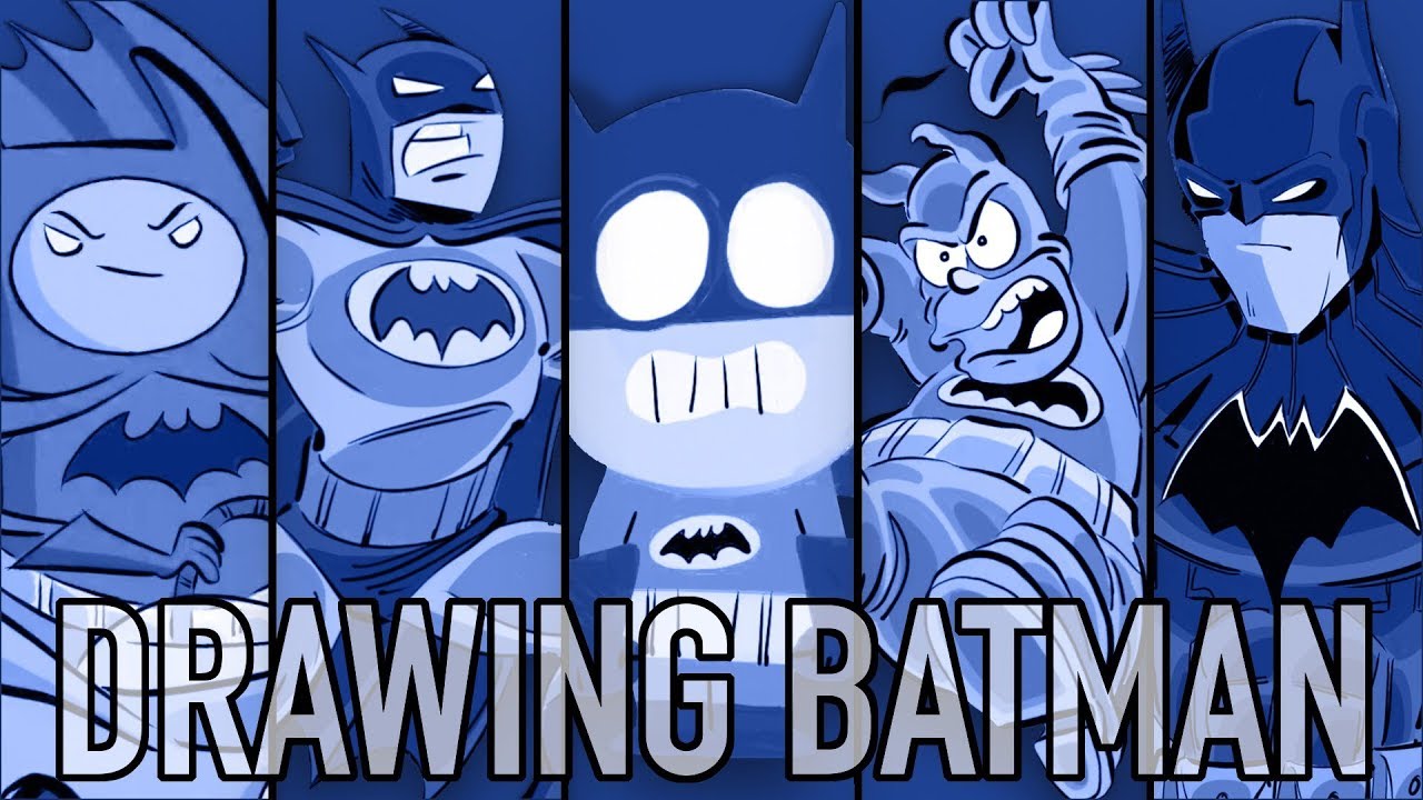Drawing BATMAN in 5 DIFFERENT STYLES (OddParents, Anime, Adventure Time ...
