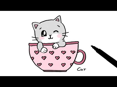 How to Draw a Cat in a Mug I Easy Drawing Step by Step - YouTube