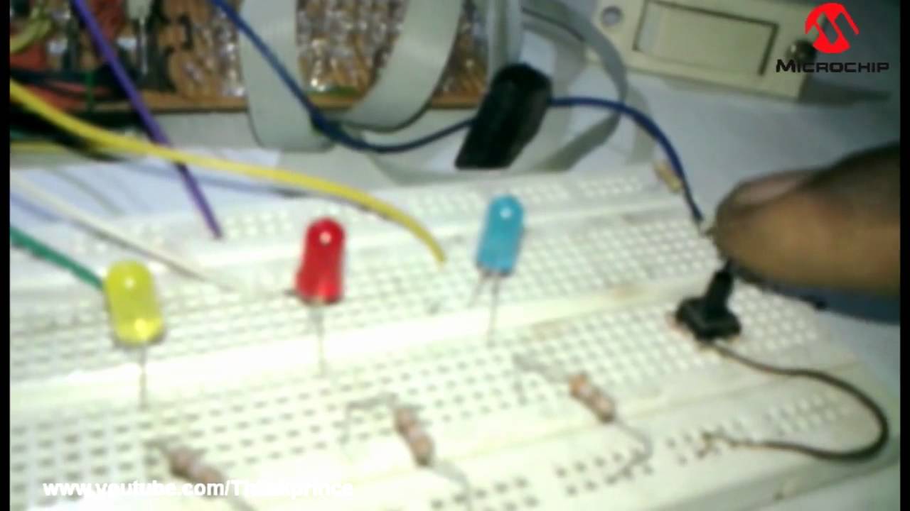 Microcontroller system 3 LED control by only one switch - Quick press ...