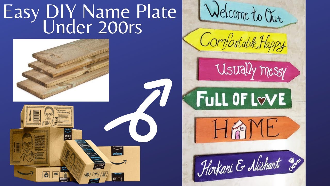 DIY Name Plate With A Twist Under 200rs || Beautiful & Unique Design ...