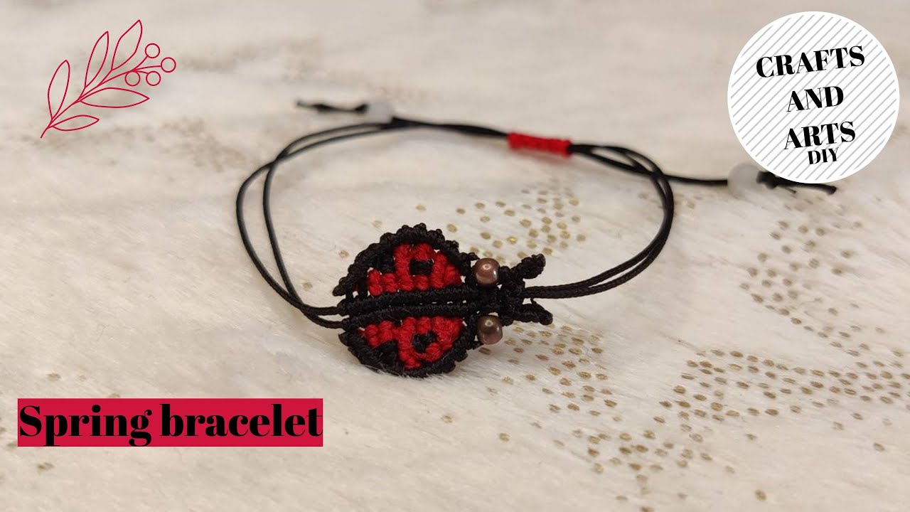 Ladybug macrame bracelet | Μακραμέ βραχιόλι πασχαλίτσα | Μακραμέ ...