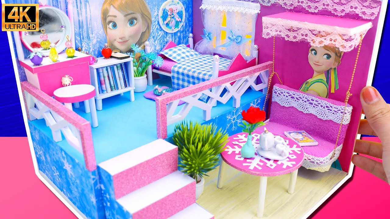 How To Make Cute Pink Miniature Anna's Bedroom From Cardboard ️ ...