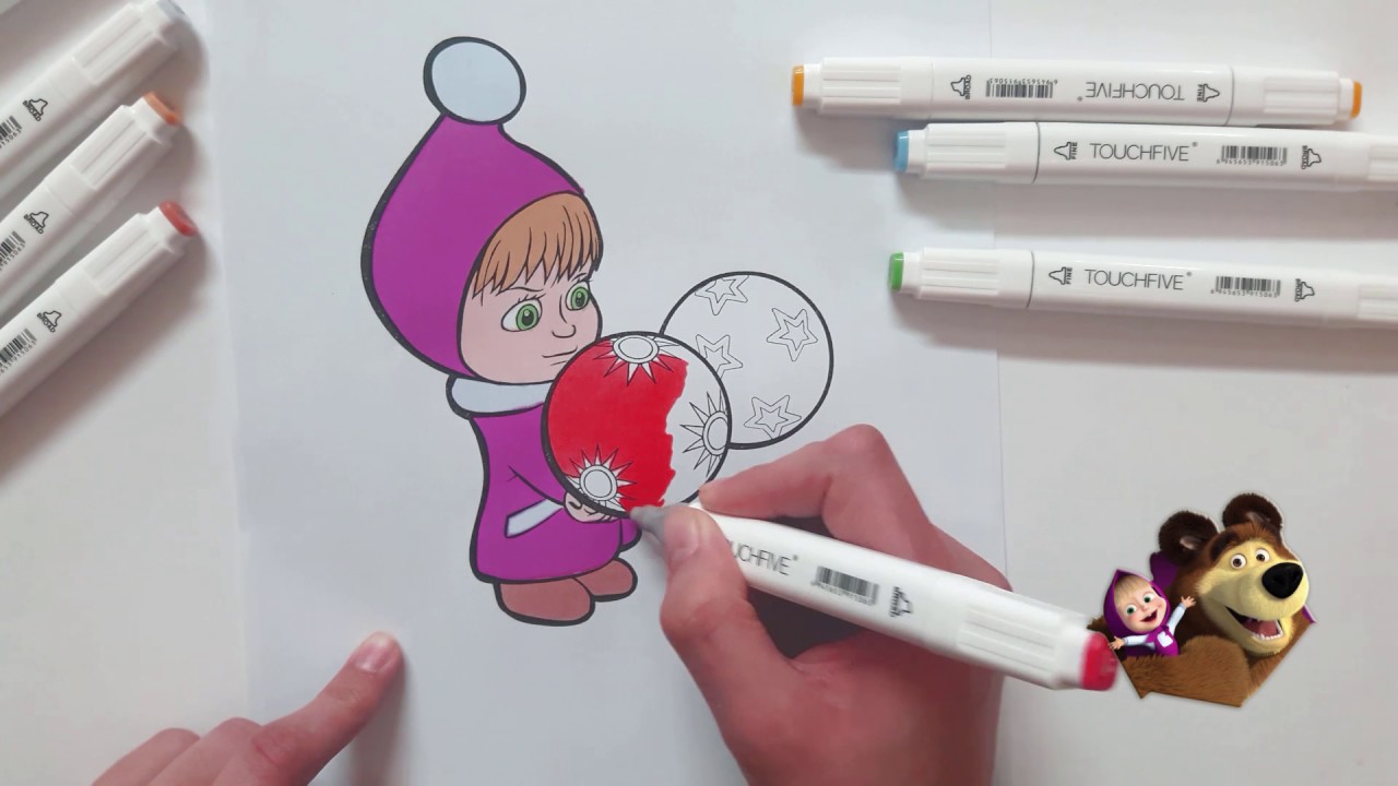 MASHA AND THE BEAR - COLORING MASHA - Video for kids - YouTube