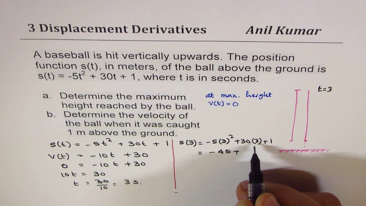 Maximum Height And Velocity H t 5t 2 30t 1 Derivative Maximum Height And Velocity H t 5t 2 30t 1 Derivative