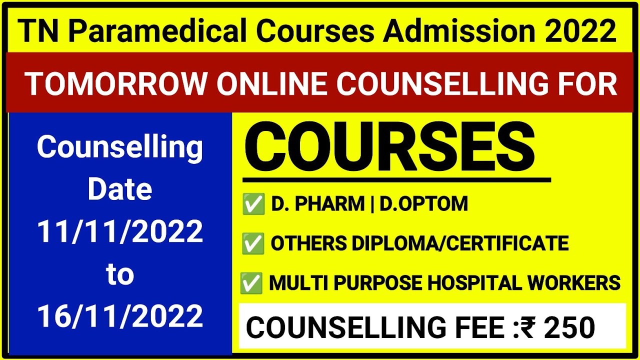 🩺TN Paramedical 2022 l Diploma & Certificate Courses Online Counselling ...