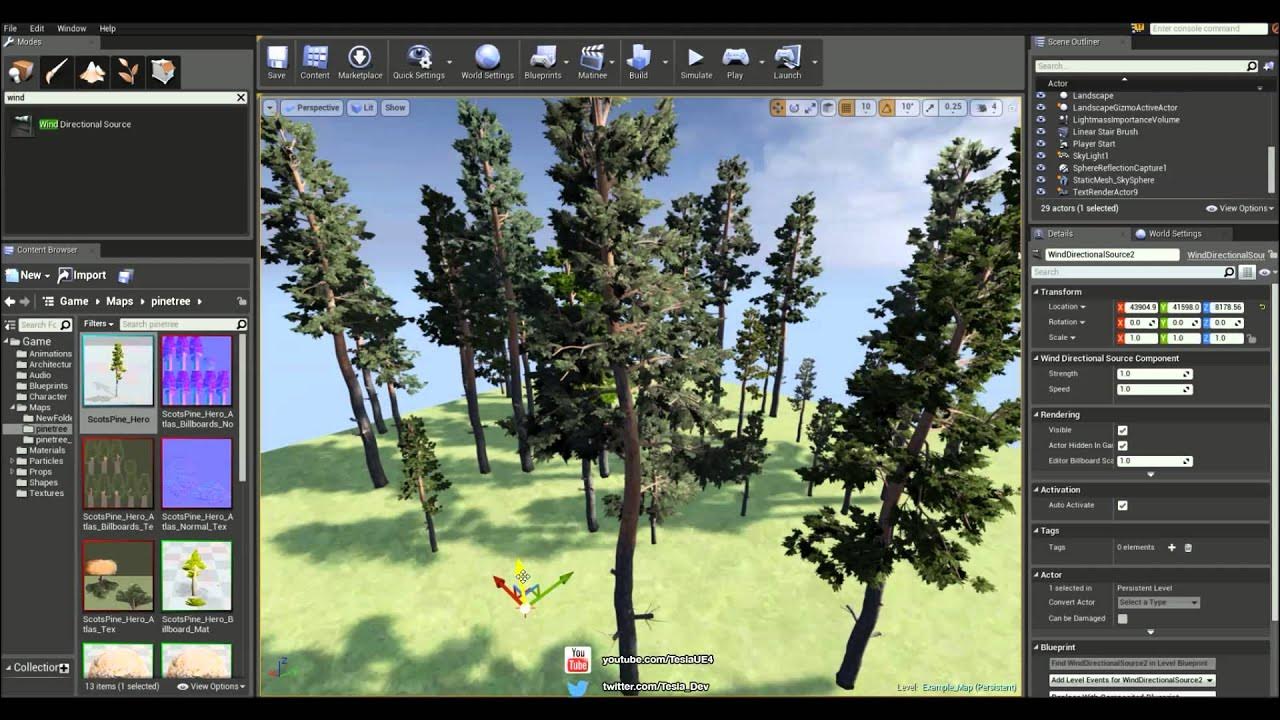 SpeedTree Tutorial - Wind inside Unreal Engine 4 - YouTube