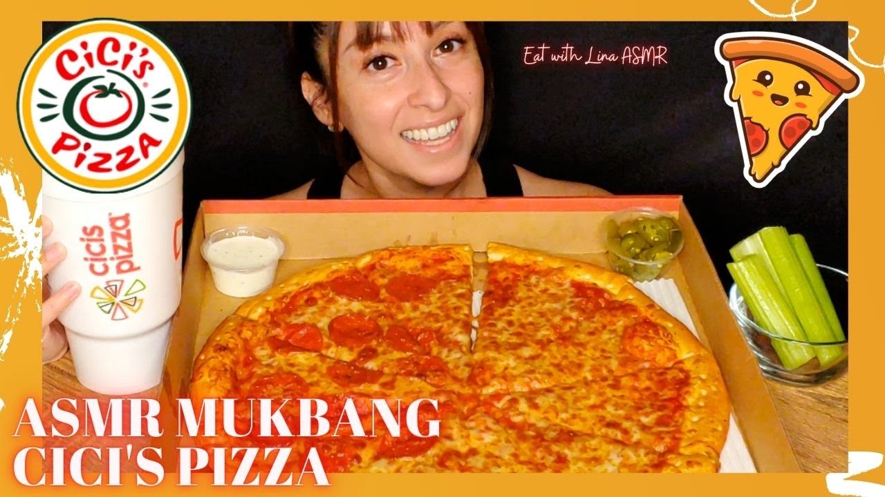 ASMR Eating Cici's Pizza Pepperoni Pizza (Real eating Sounds) Mukbang ...