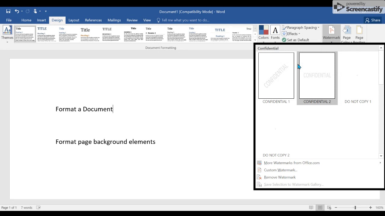 Format a Document Format page background elements - YouTube