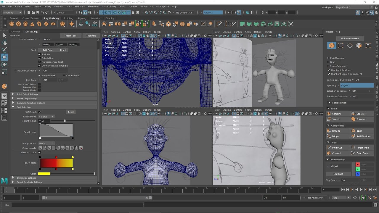 MAYA Videocourse - 14 - Soft Modelling and Sculpting Tools, Details and ...