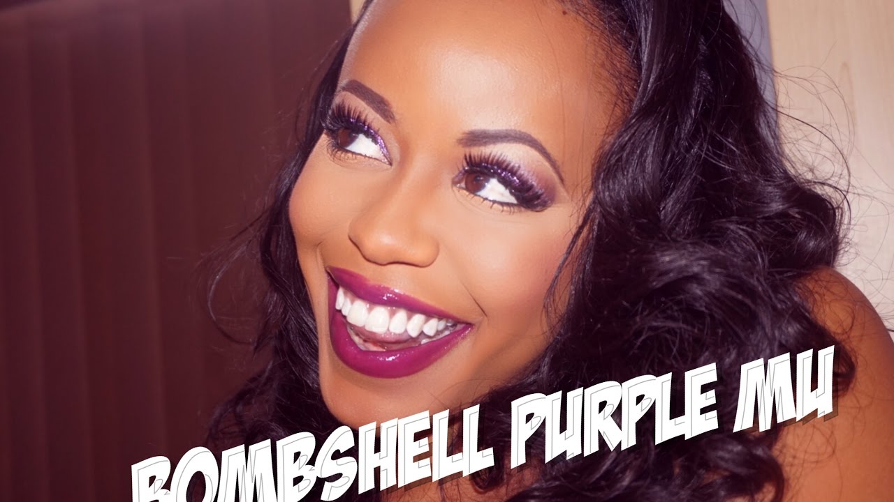 BOMBSHELL PURPLE GLITTER TUTORIAL - YouTube