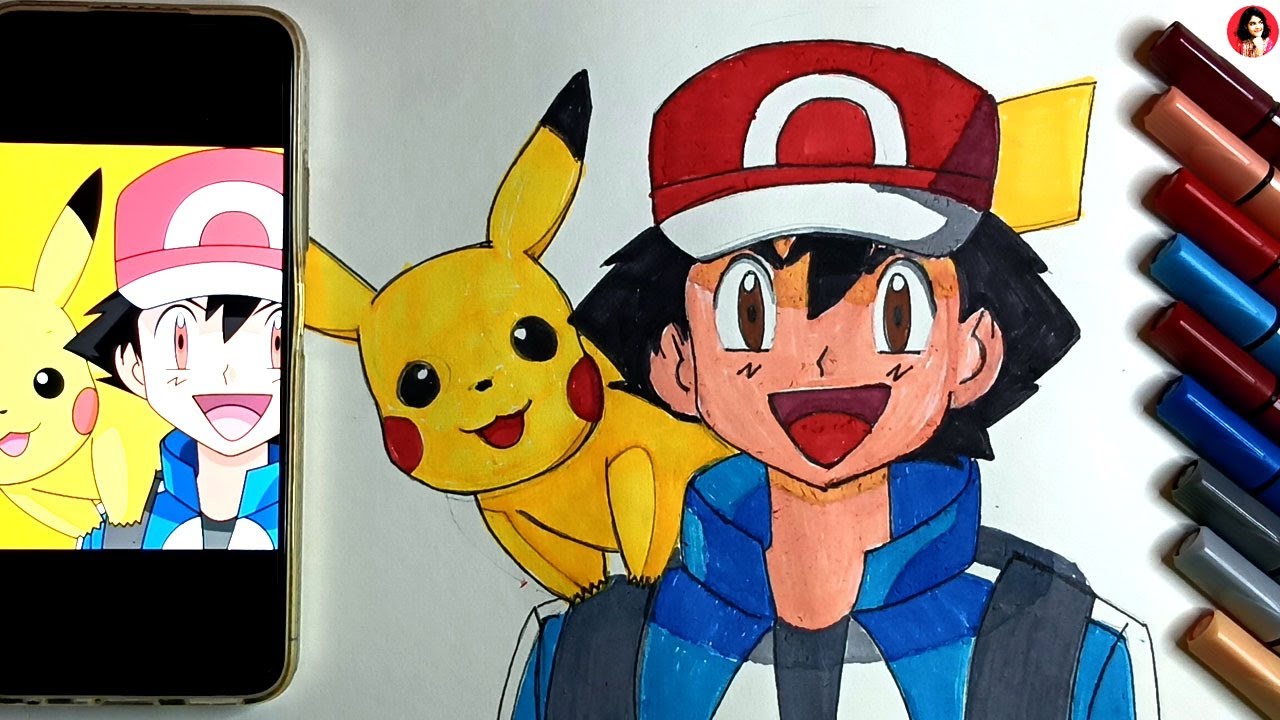 How to draw Ash and Pikachu | Step by step | Drawing tutorials | How to ...