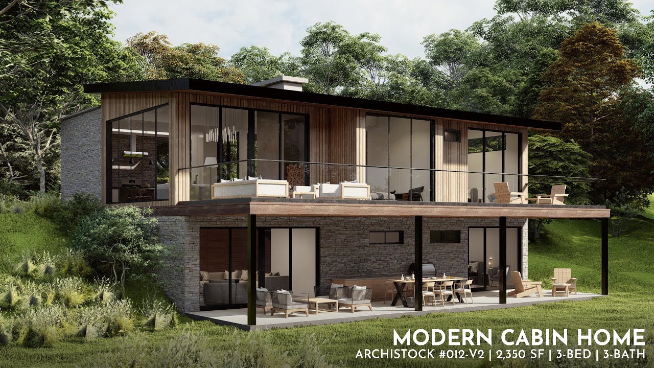 Hillside Modern Cabin Home with a Walkout Basement | 2,350 sq ft - YouTube
