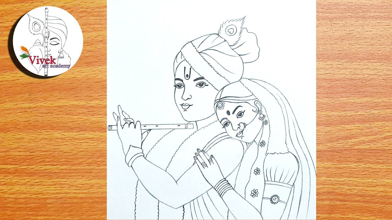 Radhakrishna Pencil Drawing | Easy Pencil Drawing of Radhakrishnan Step ...