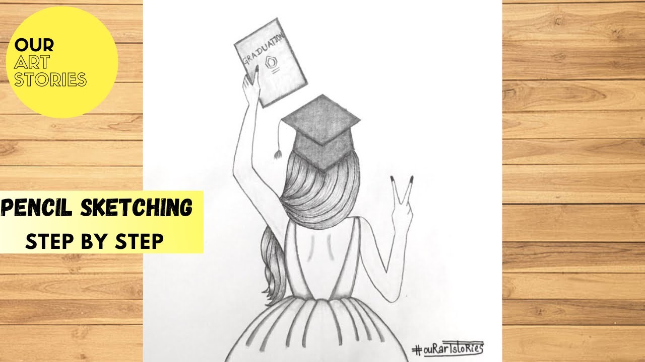 How to DRAW A GIRL WEARING GRADUATION CAP || Easy Girl Pencil Drawing ...