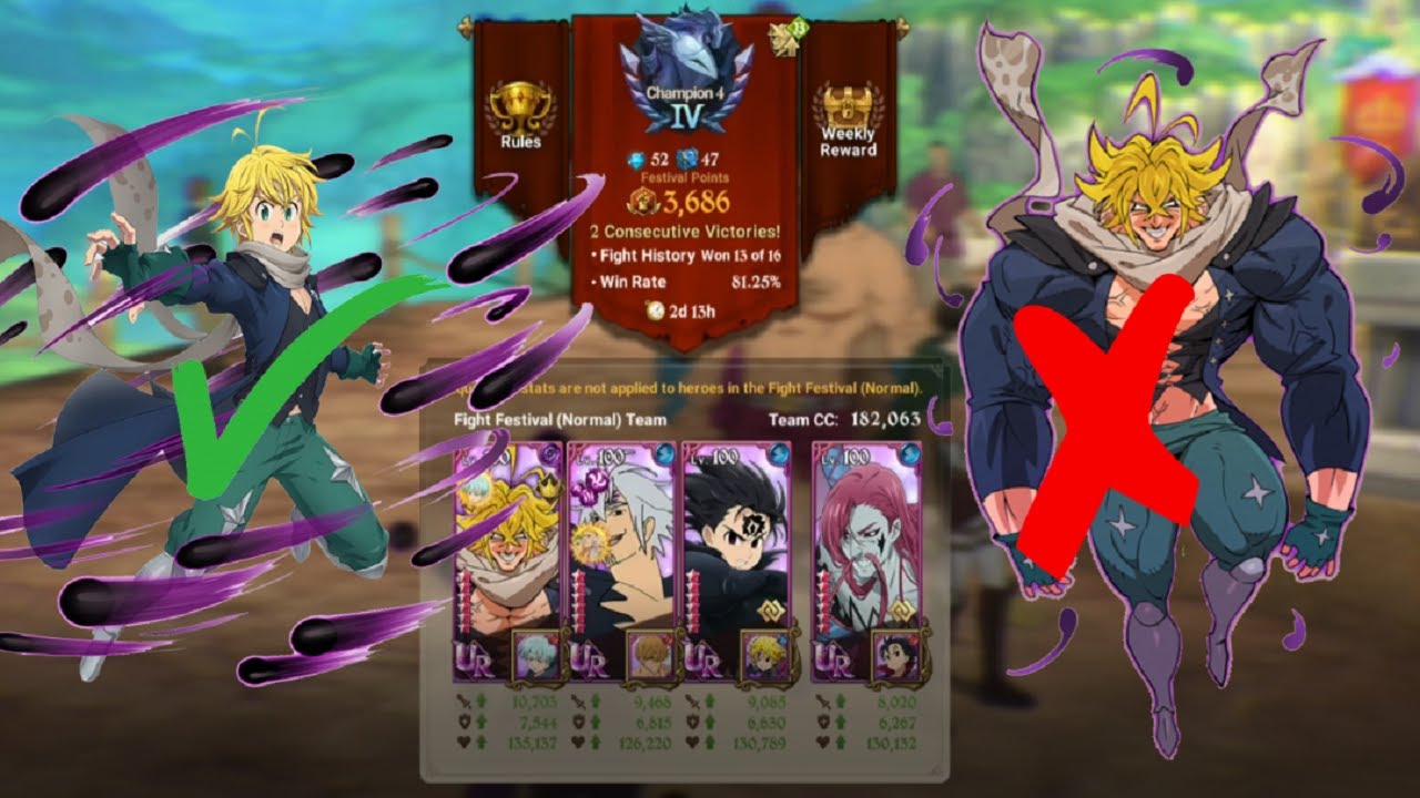 1/6 PURGATORY MELIODAS TEAM PVP | 7DS GRAND CROSS - YouTube