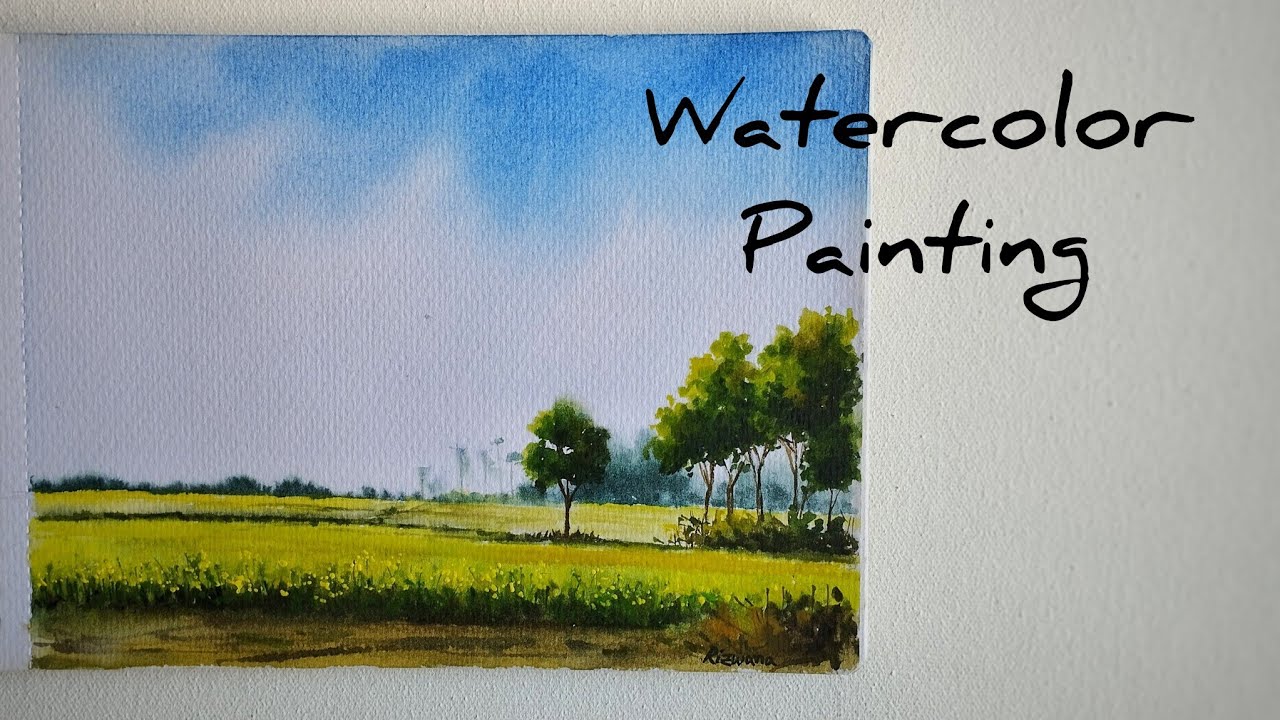 Watercolor Painting | Mustard Filed | Landscape - YouTube