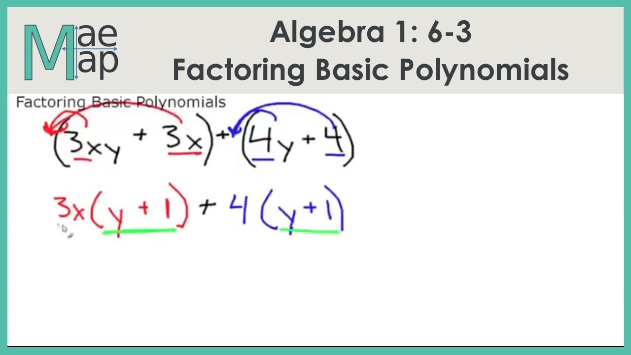Algebra1: 6-3 Factoring Basic Polynomials - YouTube