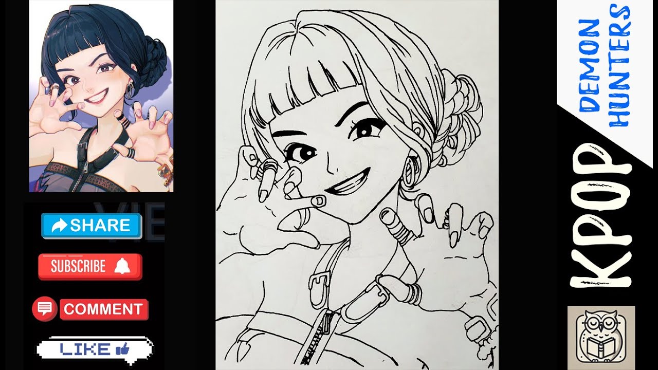 Zoey Drawing Tutorial | Easy Kpop Demon Hunters Fanart - YouTube