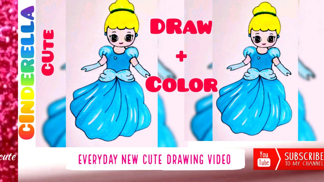 Cute Cinderella Drawing (Cute Drawings) | Easy - YouTube