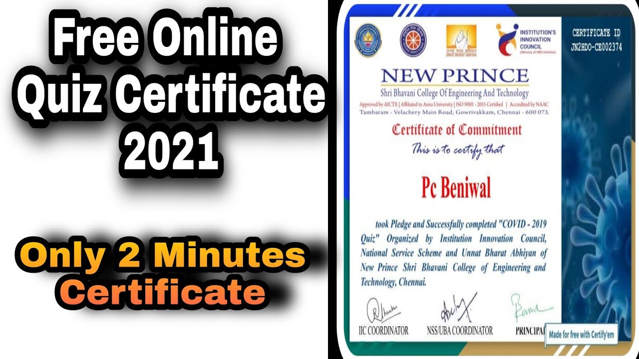 Online Free Quiz Competition With Certificate 2021 | Free Quiz ...