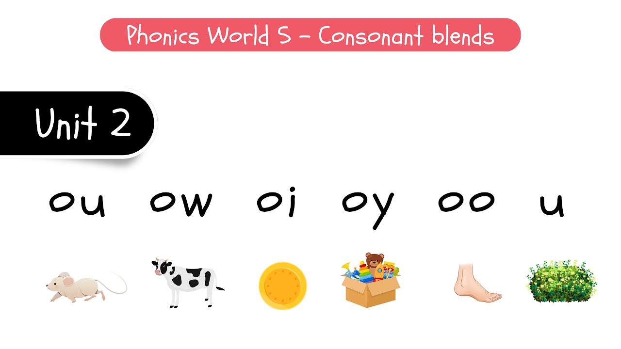 ou ow oi oy oo u - Unit 2 | phonics world 5 letter combinations - YouTube