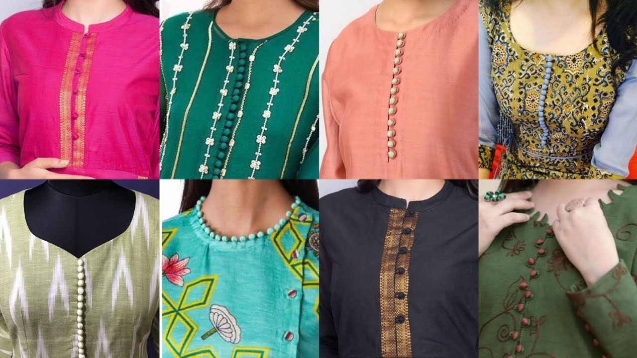 Potli Button Neck Designs | Potli Button Kurti Neck Design | Kurti Ke ...